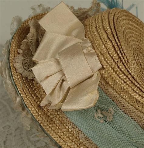 Wonderful Antique Original French Straw Hat Circa 1880s For Jumeau