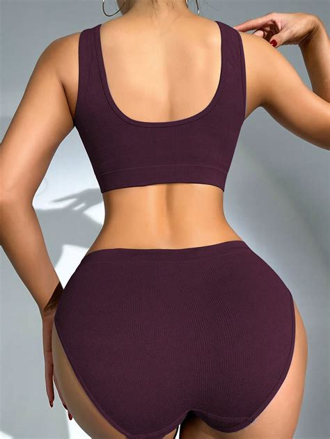 Shein Solid Seamless Lingerie Set Onehub