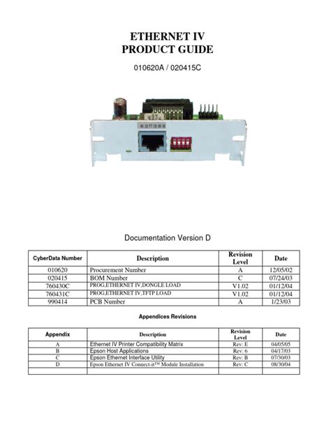 Ethernet Iv Product Guide Rev D Pdf Port Computer Networking Ip