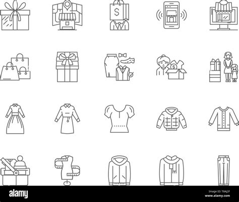 Fashion Store Boutique Line Icons Signs Vector Set Outline