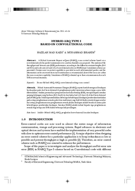 Pdf Hybrid Arq Type I Based On Convolutional Code