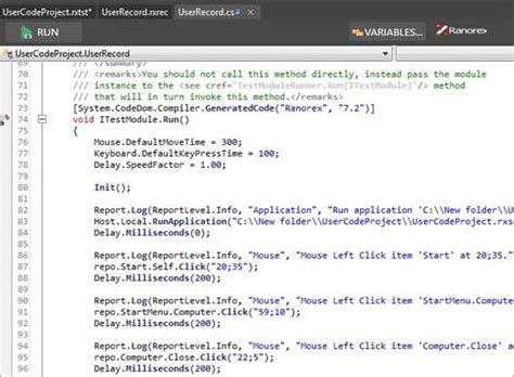 Ranorex Test Suite And Test Module Usercode File And Xpath