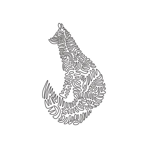 Continuous Curve One Line Drawing Of Cute Sitting Fox Curve Abstract Art Single Line Editable