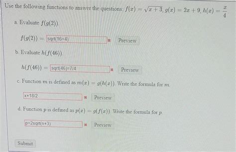 Solved Use The Following Functions To Answer The Questions