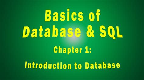 Chapter 1 Introduction To Databases Youtube