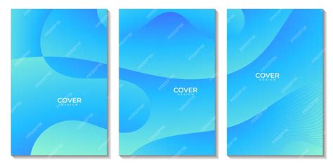 Premium Vector Abstract Flyers Set Bright Blue Wave Gradient Background For Business