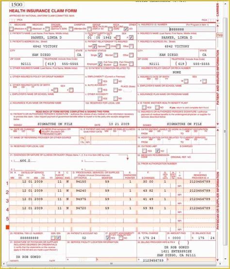Printable Cms 1500 Form Download Printable Forms Free Online