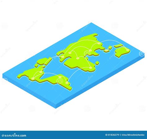 Isometric World Map Stock Vector Illustration Of Connection 81836379