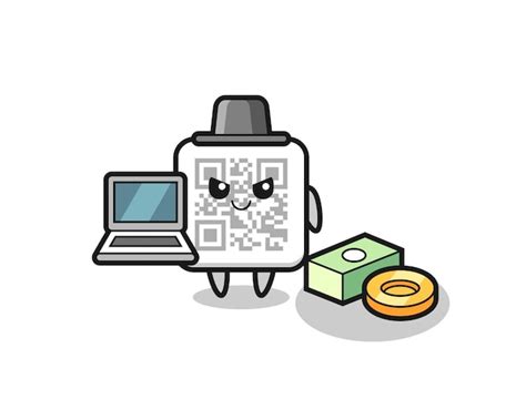 Premium Vector Mascot Illustration Of Qr Code As A Hacker Cute Design