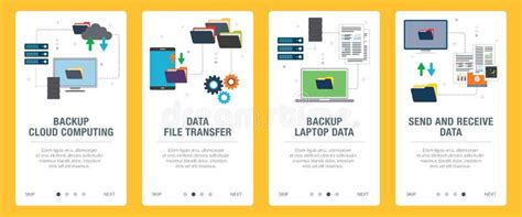 Computer Backup Report Data And Cloud Computing Icons Stock Vector