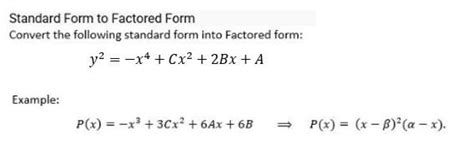 Solved Standard Form To Factored Form Convert The Following