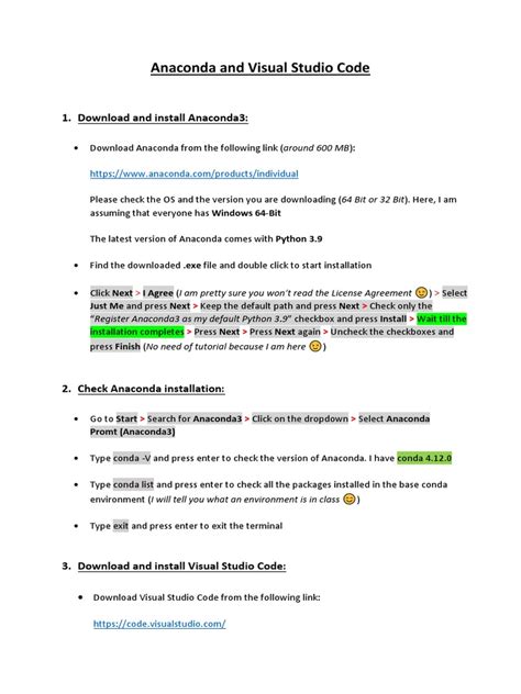 install anaconda and vscode pdf integrated development environment software