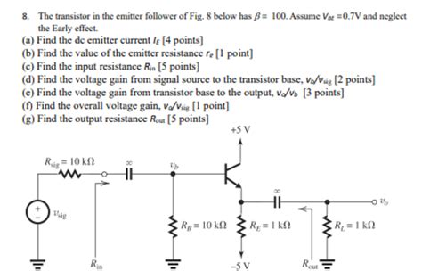 Solved The Transistor In The Emitter Follower Of Fig 8