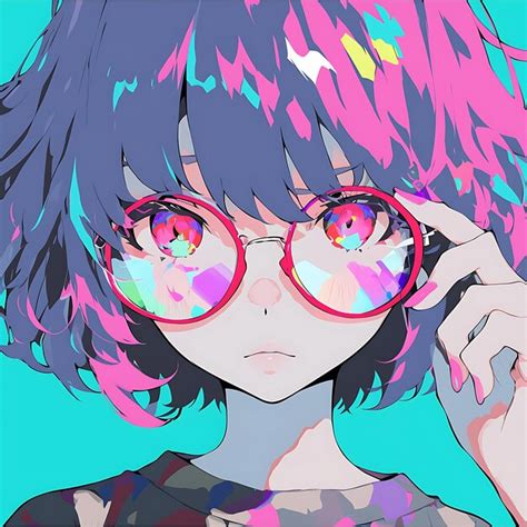 Anime Girl With Glasses And A Pink Hair Premium Ai Generated Image