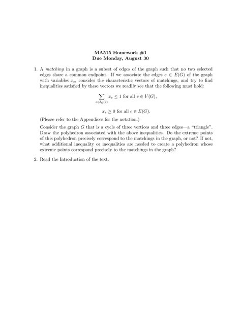 2 Solved Problems On Linear And Combinatorial Optimization Homework