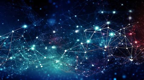 Premium Photo Abstract Connection Dots And Lines On Dark Blue Background