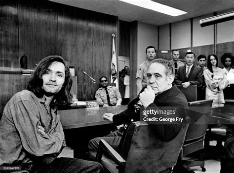 Charles Manson With His Attorney Irving Kanarek Facing Newsmen