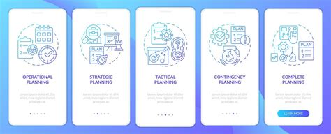 Types Of Plans Blue Gradient Onboarding Mobile App Screen Business Development Walkthrough 5