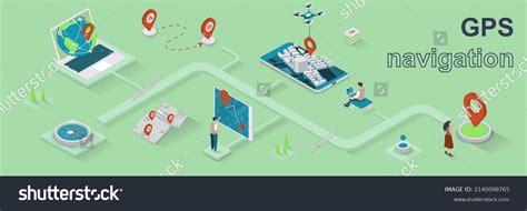Gps Navigation Concept 3d Isometric Web Stock Vector Royalty Free 2140098765 Shutterstock
