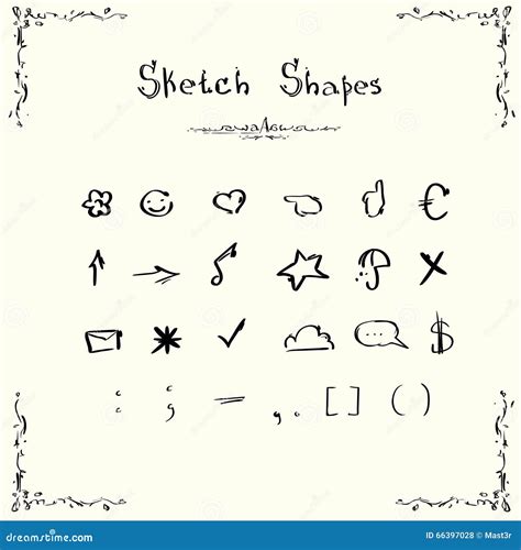Sketch Shapes Symbols Signs Set Collection Stock Vector Illustration Of Design Icon 66397028