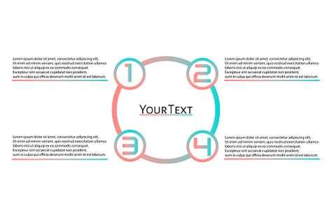 4 옵션 및 텍스트에 대 한 위치와 미래의 인포 그래픽 템플릿입니다 유행 산호 색 서클 보고서 배너 워크 플로우 비즈니스 프리