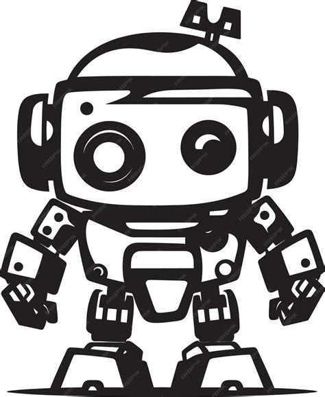 Premium Vector Pocket Protector Black Vector Cute Combat Robot Icon