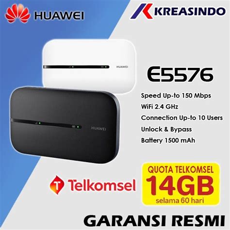 Huawei E5576 Mifi Router Modem Wifi 4g Free Telkomsel 14gb Lazada Indonesia