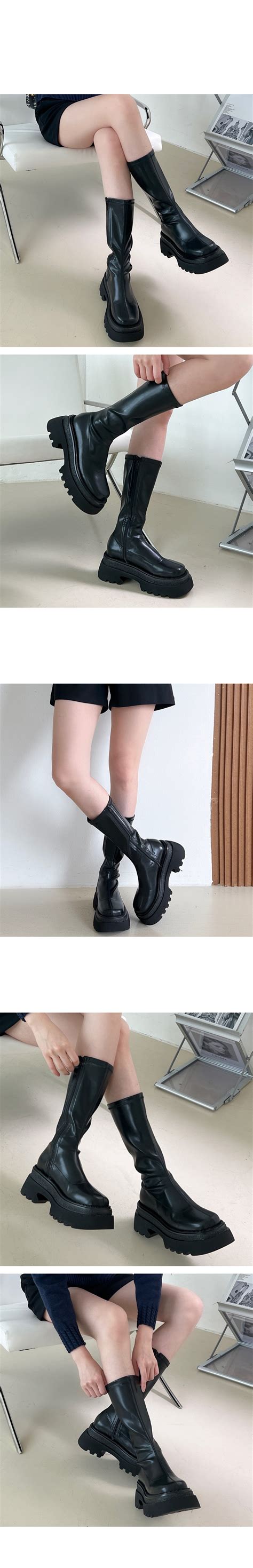 [굽5cm 225~250] 통굽 미들 부츠 키높이 가보시 플랫폼 라운드 스퀘어 절개 가죽 스웨이드 롱 앵클 첼시 웨스턴 스판 밴딩 지퍼 워커 구두 숏 어그 하객룩 결혼식 건쥬 신발