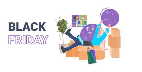 컴퓨터 응용 프로그램 블랙 프라이데이 큰 판매 개념 전체 길이에서 온라인으로 구입 노트북을 사용하여 여자 가격에 대한 스톡 벡터 아트 및 기타 이미지 Istock