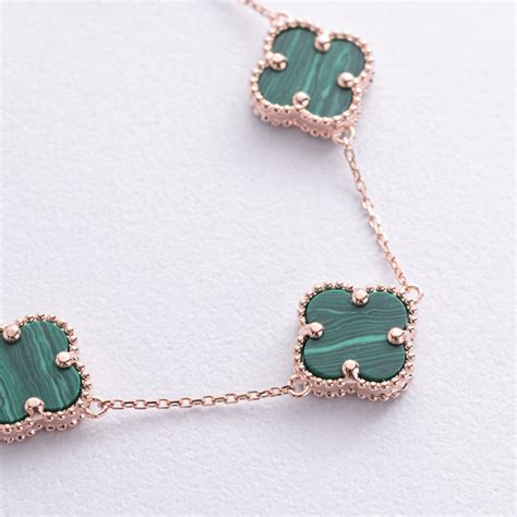 Браслет Клевера с малахитом красное золото б05443 Онікс 19 от продавца Golden Tree в