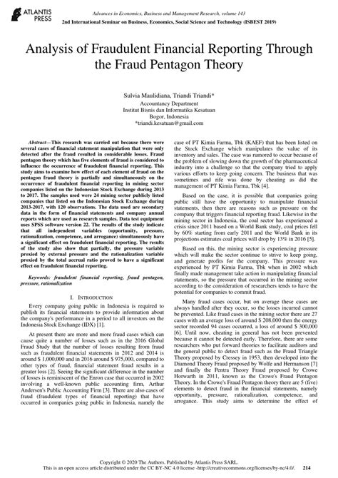 Pdf Analysis Of Fraudulent Financial Reporting Through The Fraud Pentagon Theory