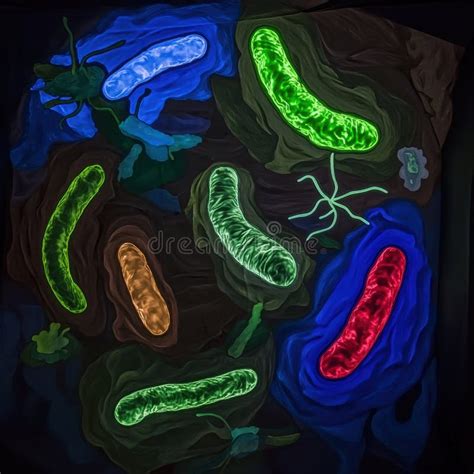 Colorful Microorganisms In Abstract Art Style Representation Stock