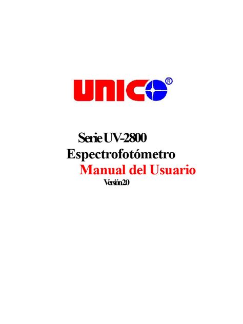 Manual Del Espectrofotómetro Uv 2800 Pdf Laboratorios Fuente De Alimentación