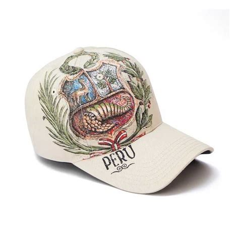 Pima Cotton Cap With Peruvian Shield Pattern Looch Peruvian Cap El Inti The Peruvian Shop