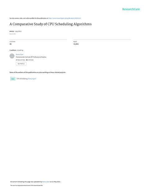 A Comparative Study Of CPU Scheduling Algorithms See Discussions Stats And Author Profiles