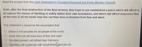 Read The Excerpt From The Joint Statement Bypresident Roosevelt Prime