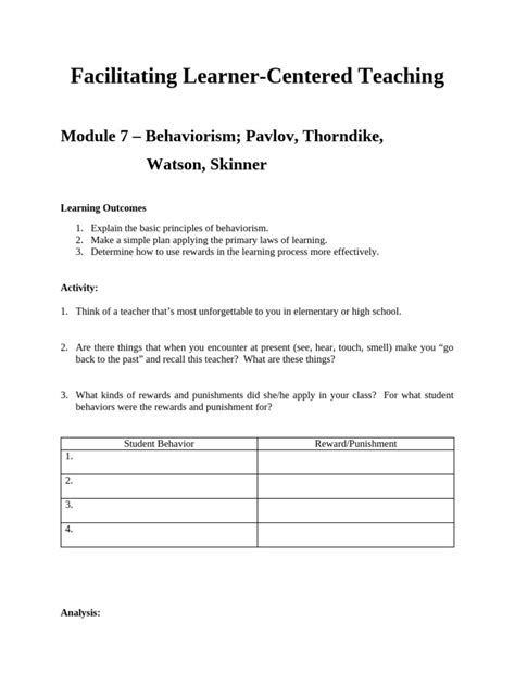 Module 7 Facilitating Learner Centered Teaching Pdf Self