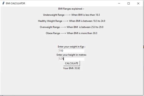 Github Ujjwal717bmi Calculator It Is Simple Gui Based Bmi