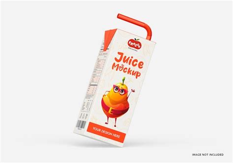 Premium Psd Juice Packet With Straw Mockup