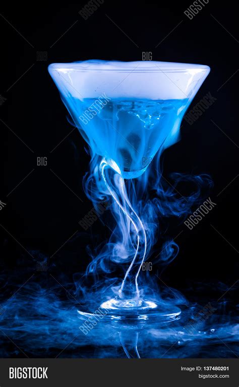 Blue Cocktail Dry Ice Image And Photo Free Trial Bigstock