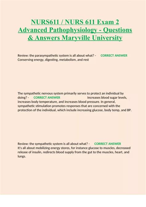 Nurs611 Nurs 611 Exam 2 Advanced Pathophysiology Questions And Answers Maryville University