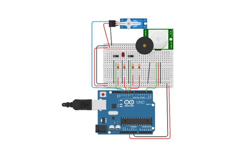 Circuit Design Sensor Pir Y Servomotor Tinkercad