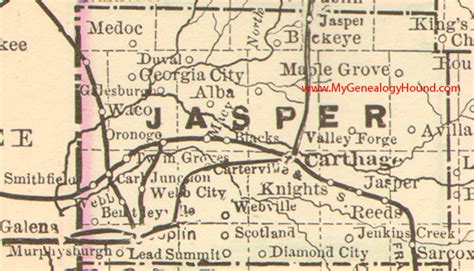 Jasper County Missouri 1886 Map