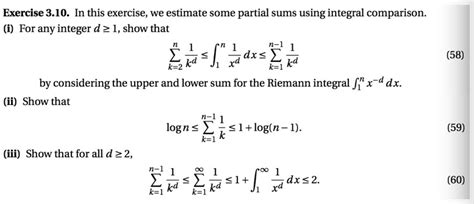 Exercise 310 In This Exercise We Estimate Some Partial Sums Using