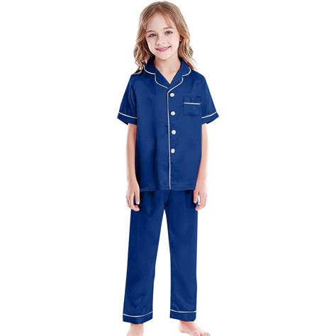 Tween Girls Silk Pajamas Set Button Down Sleepwear With Girls Pajama