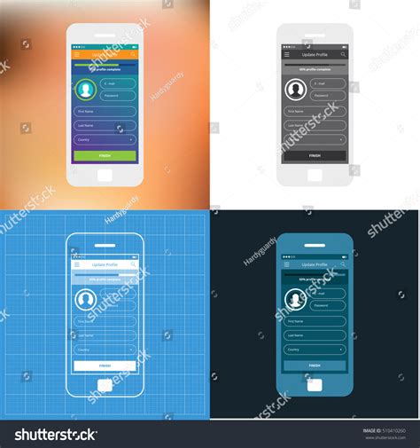 Mobile App Single Screen Ui Kit Vector De Stock Libre De Regalías 510410260