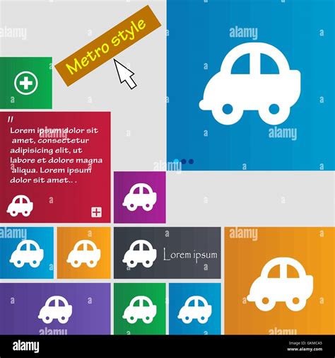 Auto Icon Sign Metro Style Buttons Modern Interface Website Buttons