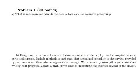 Solved Problem 1 20 Points A What Is Recursion And Why