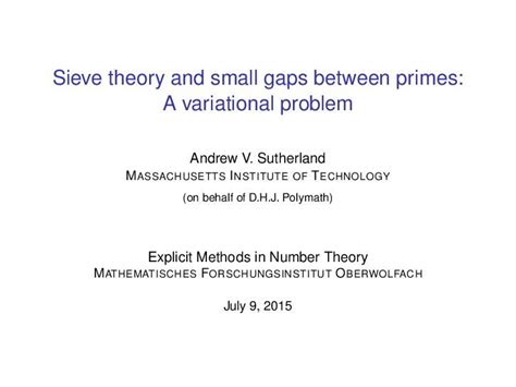 Pdf Sieve Theory And Small Gaps Between Primes A Variational Drew