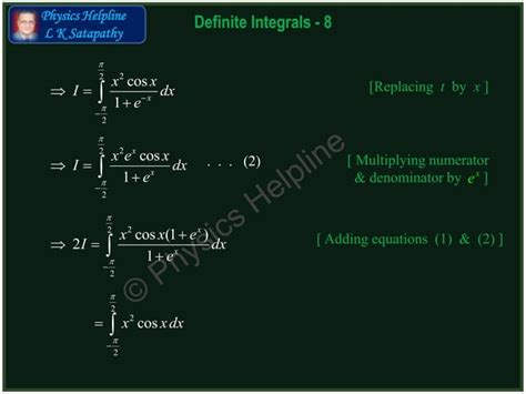 Definite Integrals 8 Integration By Parts Pptx Physics Science
